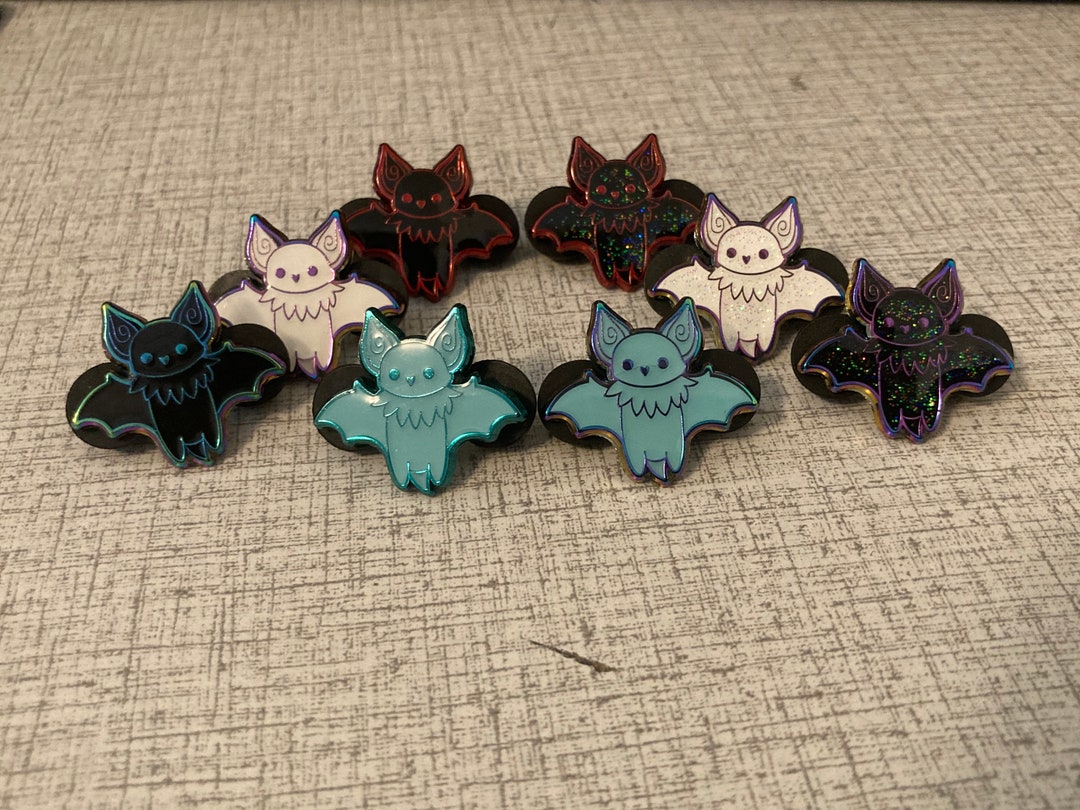 Simple Color Bat Enamel Pins- 1”, 2 Posts- Small and Perfect for ...