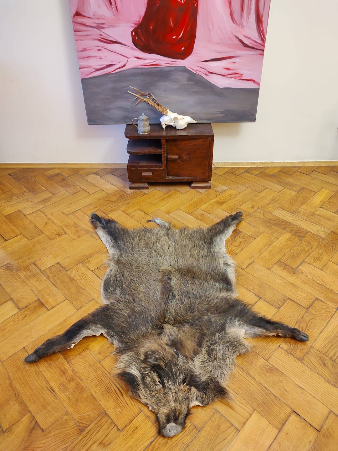 Real European Wild Boar Skin Pelt Area Rug Hide Fireplace Taxidermy ...