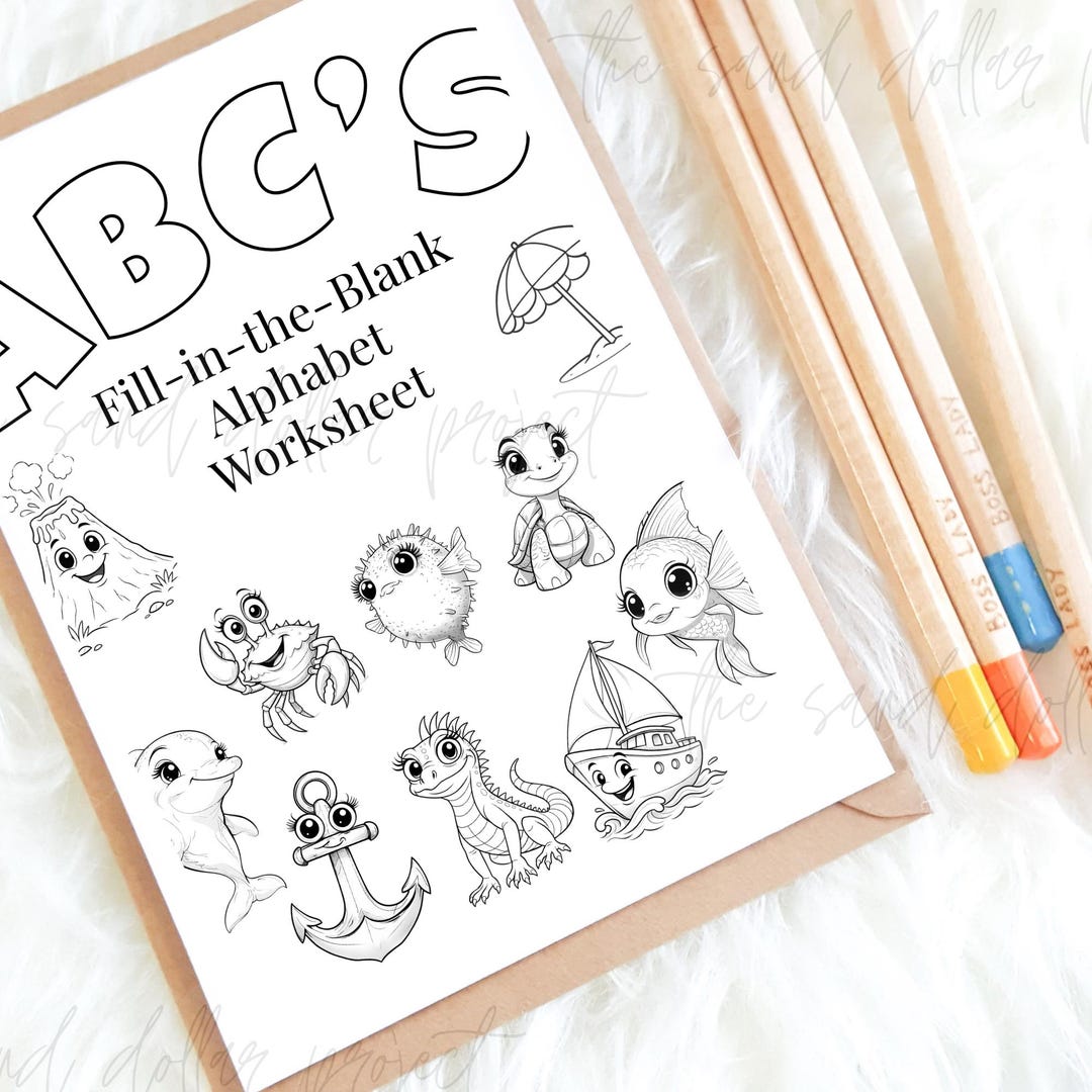 Beach Alphabet Worksheet: Fill-in-the-blank Sea Life Abcs (PDF Download ...