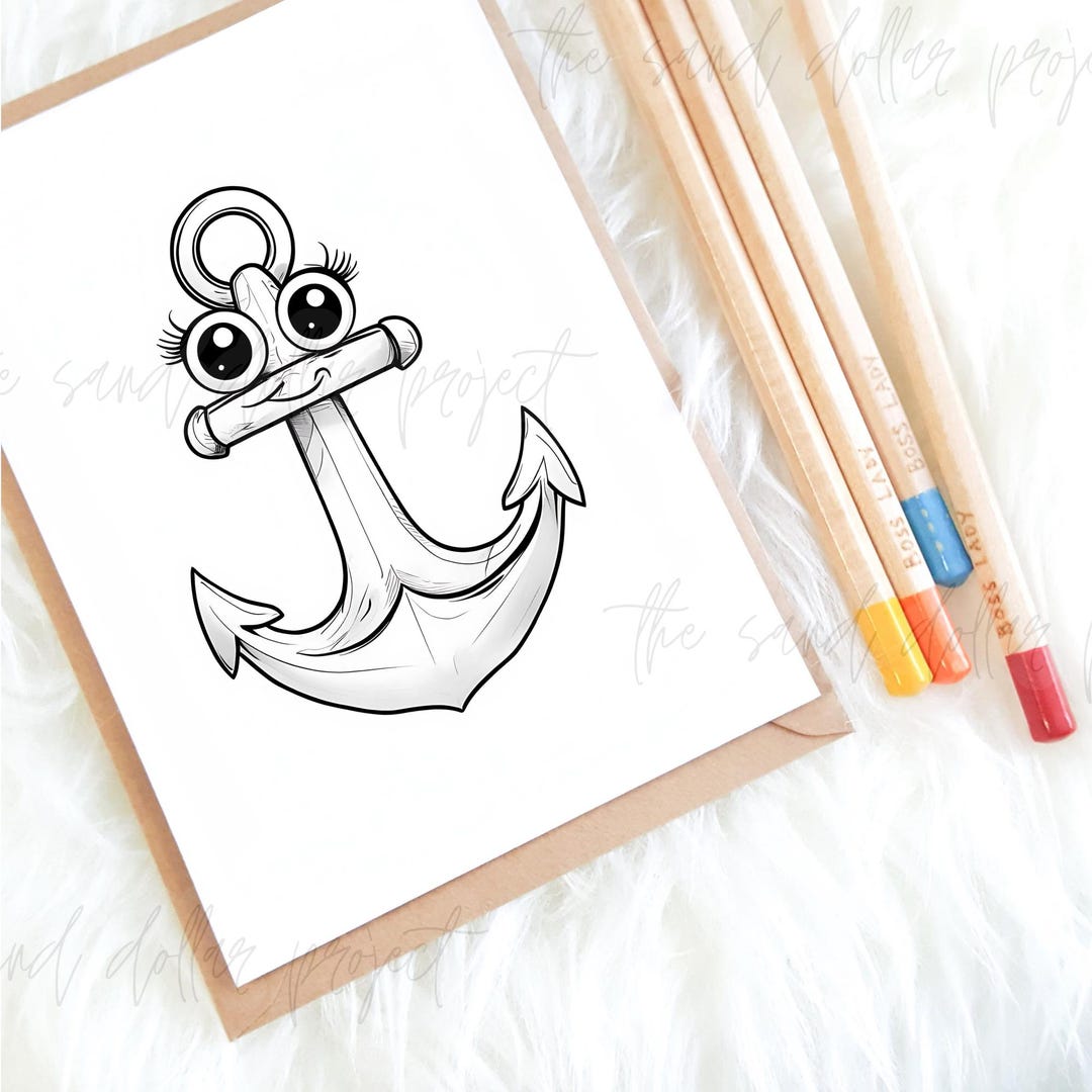 Anchor Coloring Page, Instant Digital Download Coloring Page, Beach ...