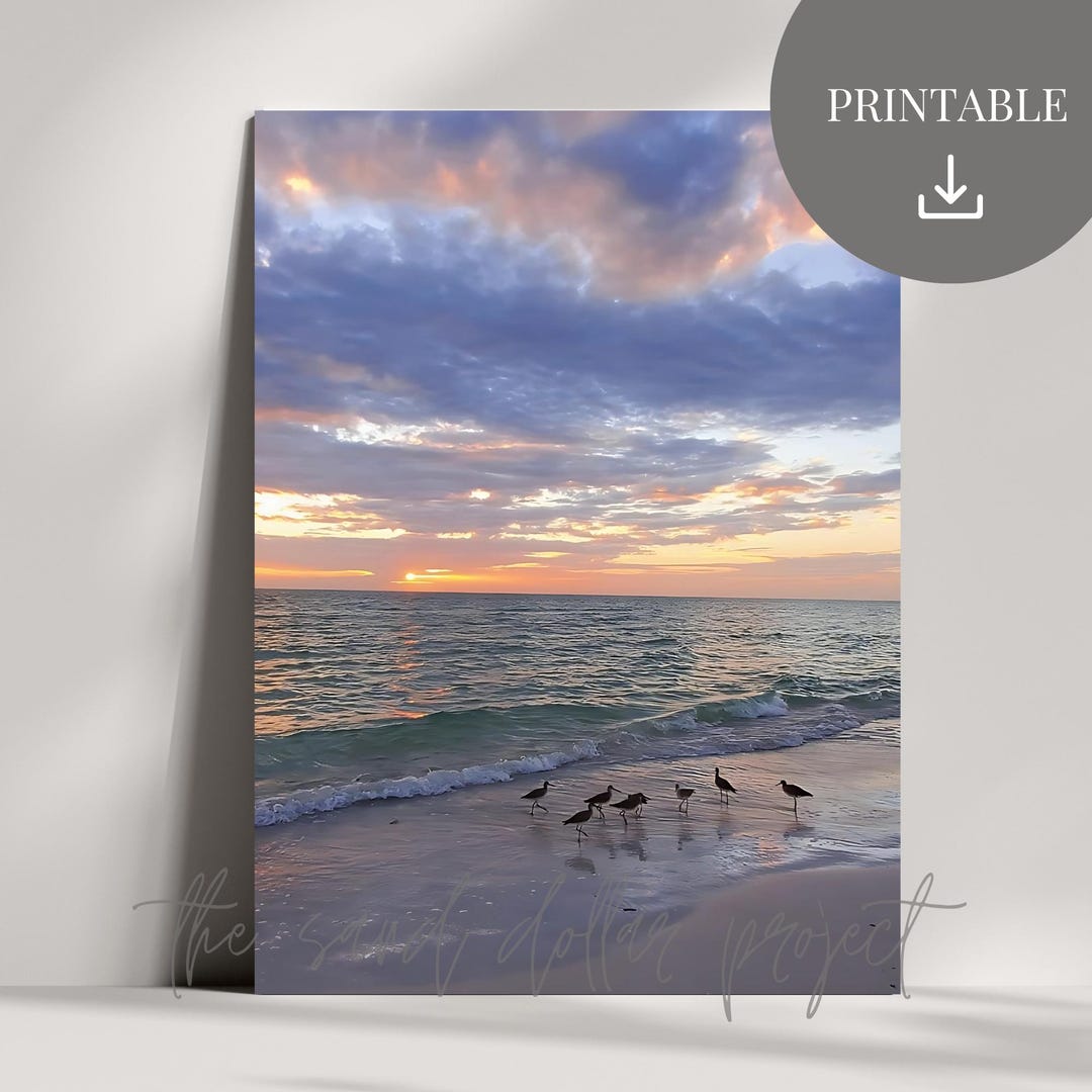 Beach Sunset Wall Art, Digital Wall Art Printables, Coastal Prints ...