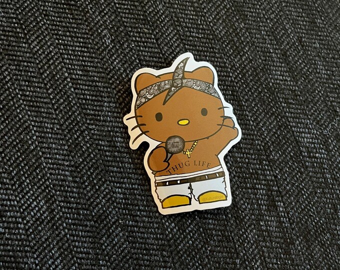 Tupac Hello Kitty / Hip Hop 4 Inch Vinyl Sticker /90s Hip Hop Urban Art ...