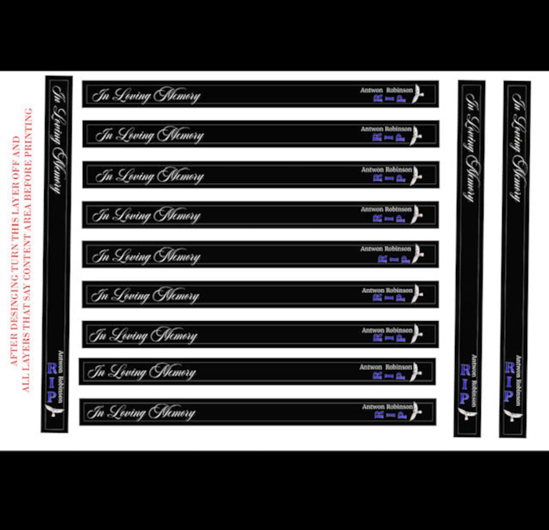 Sublimation Ribbon Photoshop CC Template for Memorials, Funerals ...