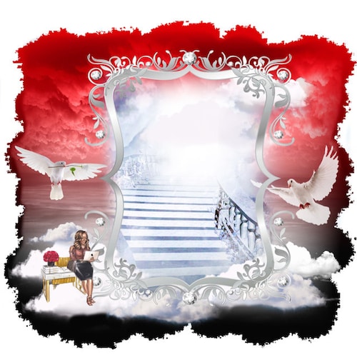 Red Rose Gold Frame Background Memorial PNG Add Photo Template - Etsy ...