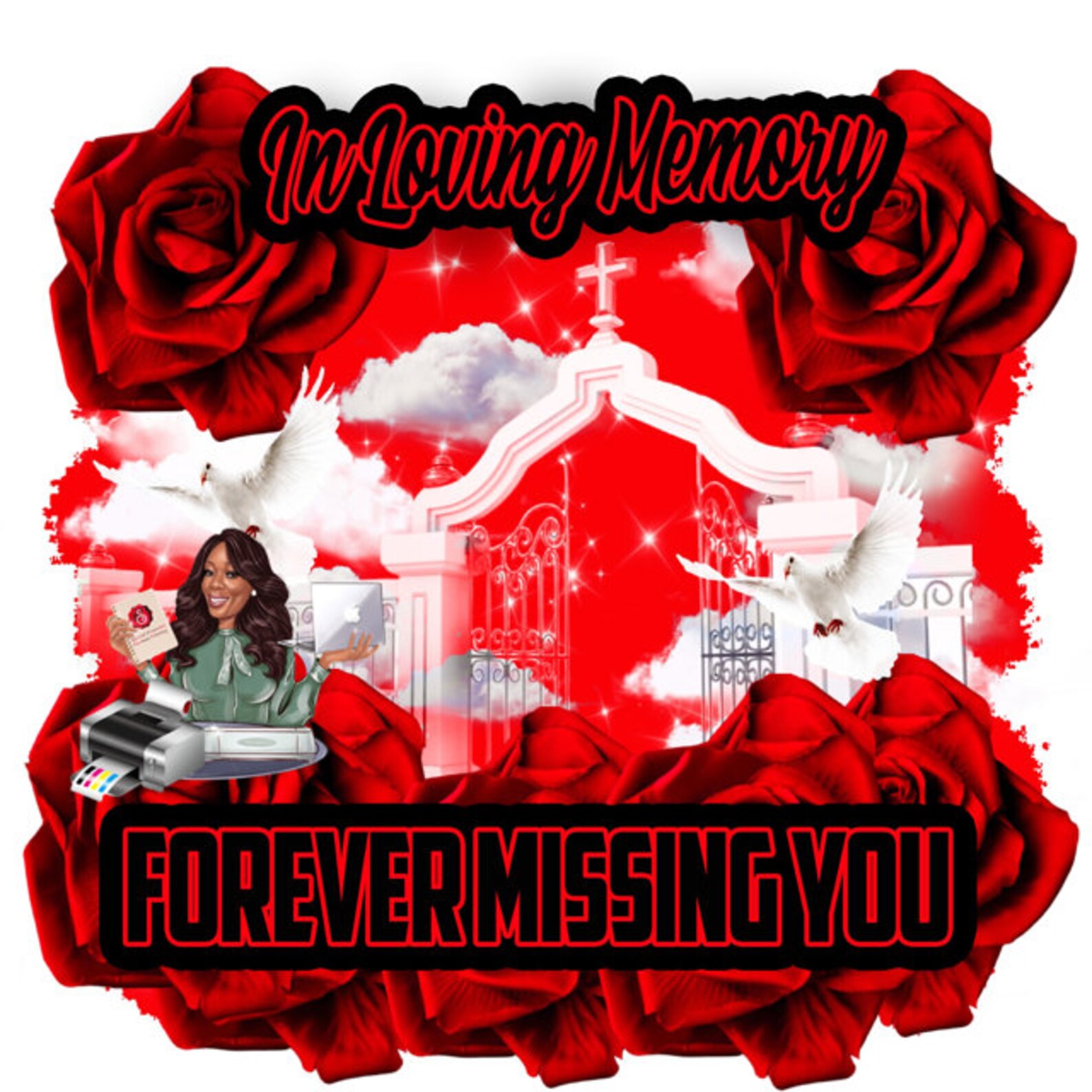 Center T-shirt PNG Design Memorial RIP Design Funeral - Etsy