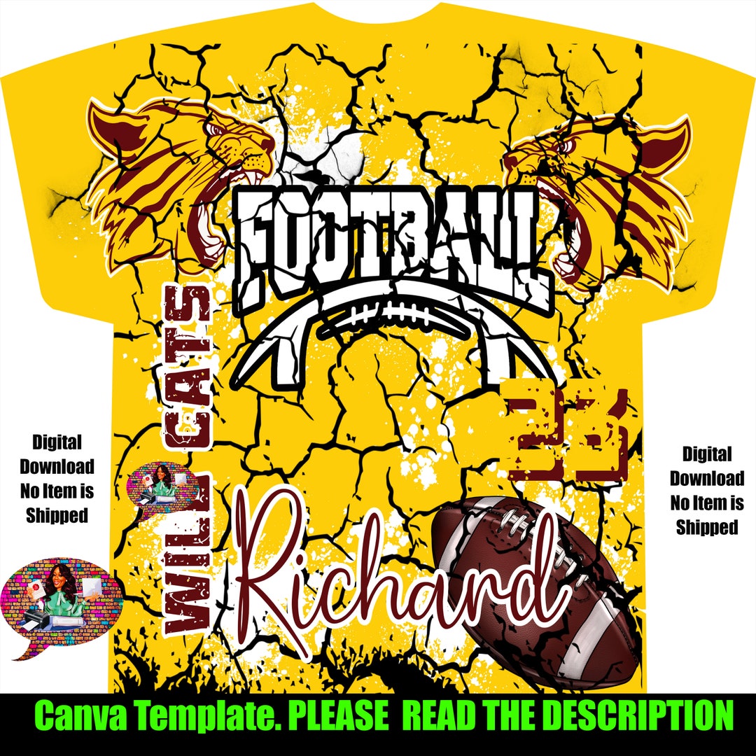 Canva T-shirt Template, Football All Over T-shirt Template - Etsy