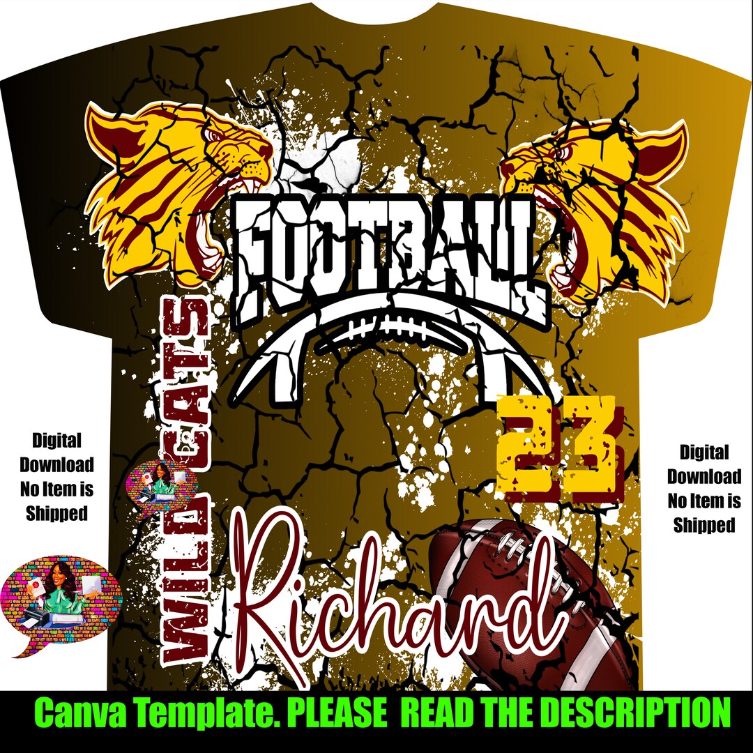 Canva T-shirt Template, Football All Over T-shirt Template - Etsy