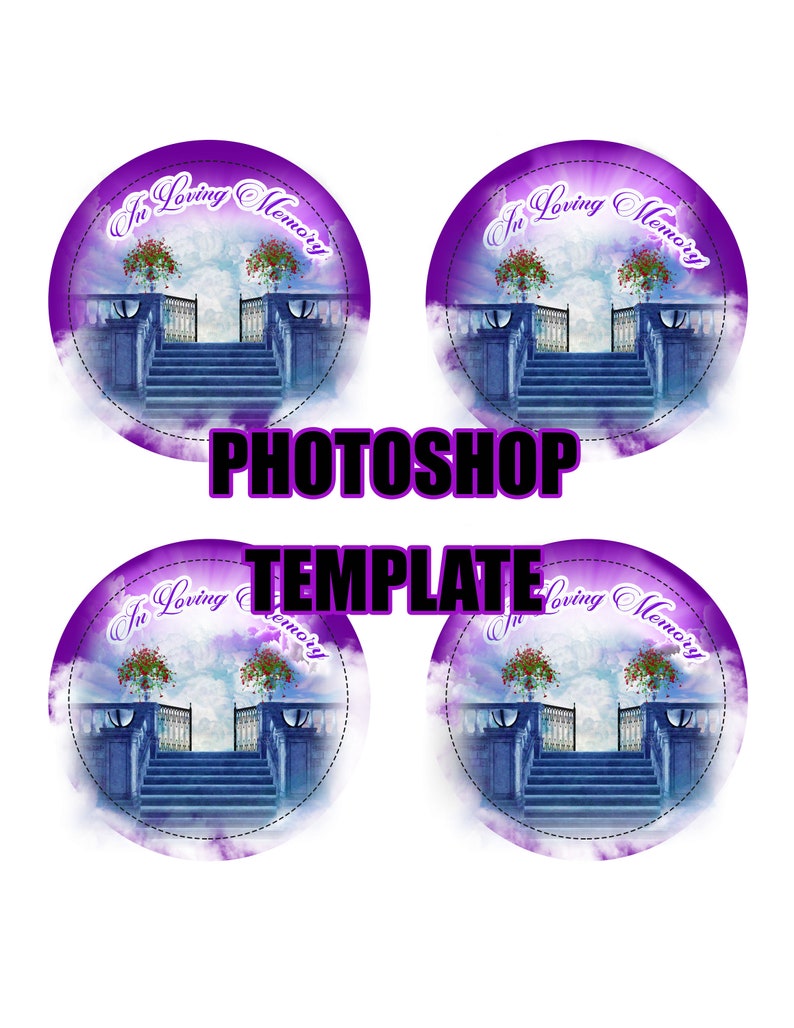 3 Pin Button Photoshop Template in Loving Memory Gifts - Etsy
