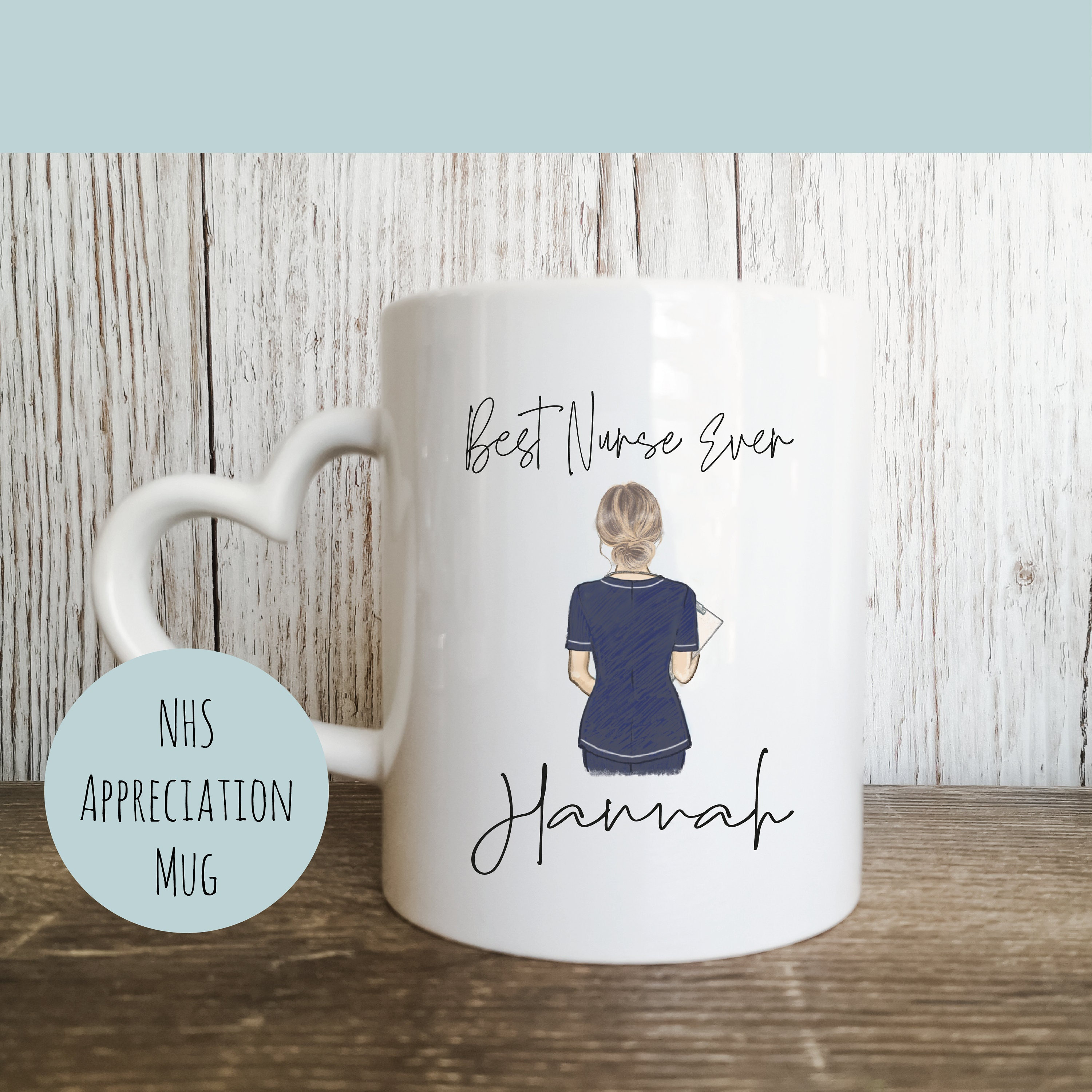 Personalised Nurse NHS Mug Heart Handle Custom Name Coffee - Etsy UK