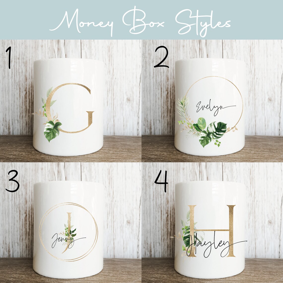Personalised Gold Tropical Ceramic Money Box Custom Name - Etsy UK