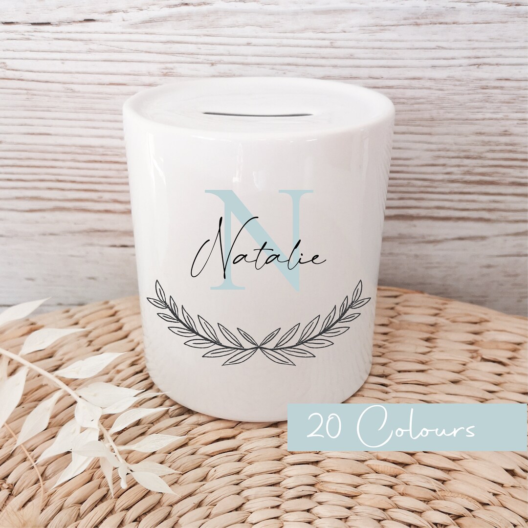 Personalised Ceramic Money Box Custom Name Initial Gift for Her Gift ...