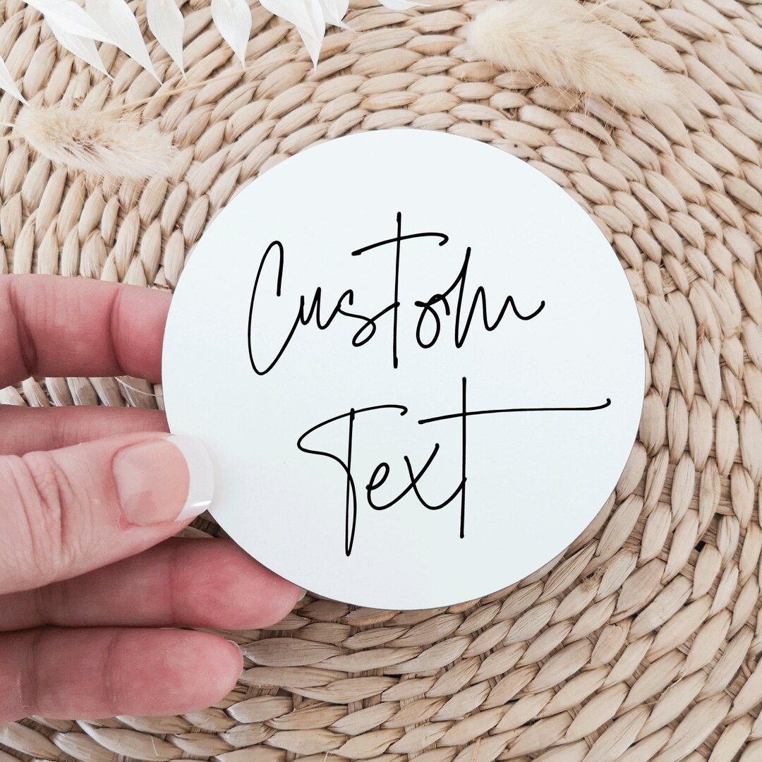 Custom Text Personalised Wooden Coaster, Minimalist Style Text Only ...