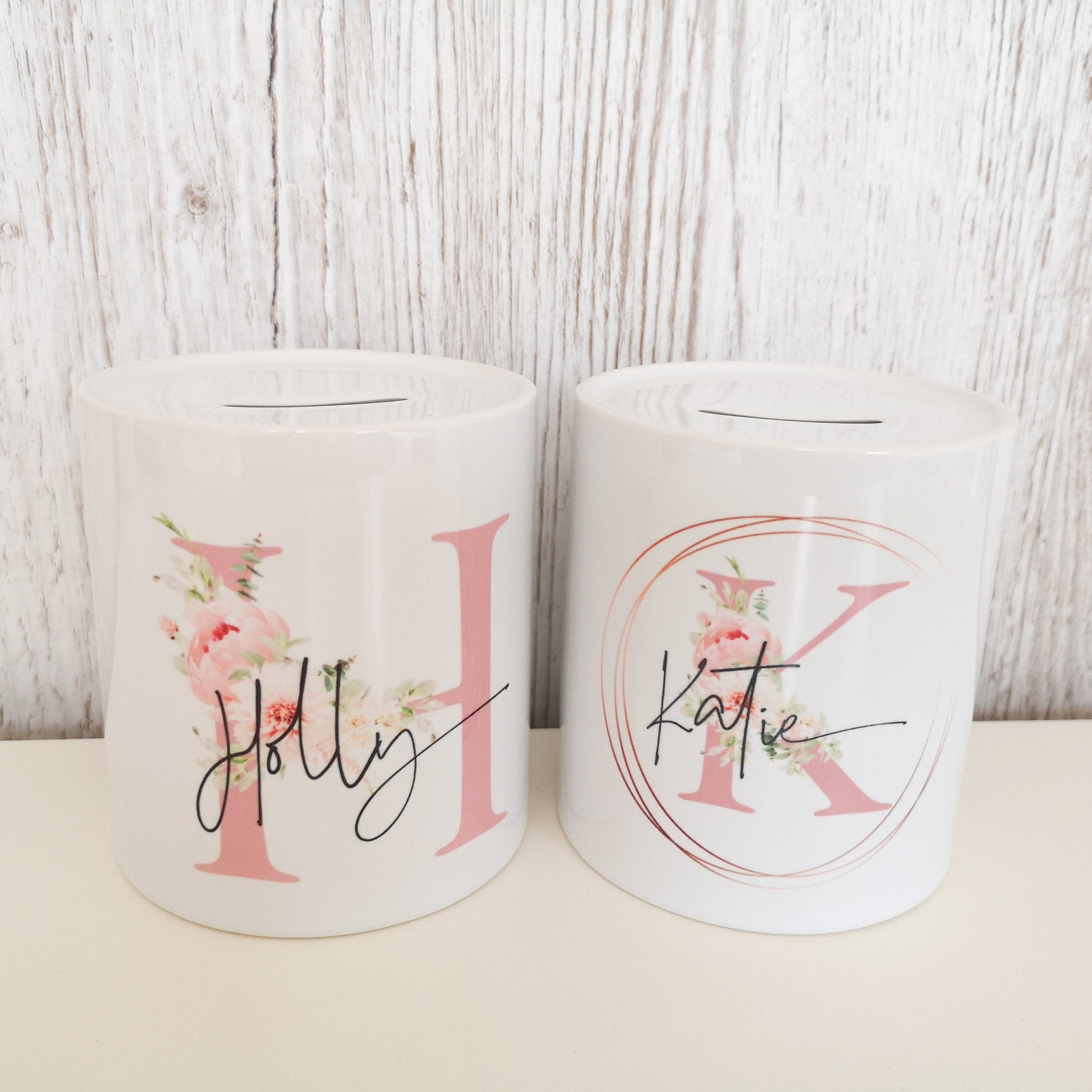 Personalised Ceramic Money Box Custom Name Initial Gift - Etsy UK