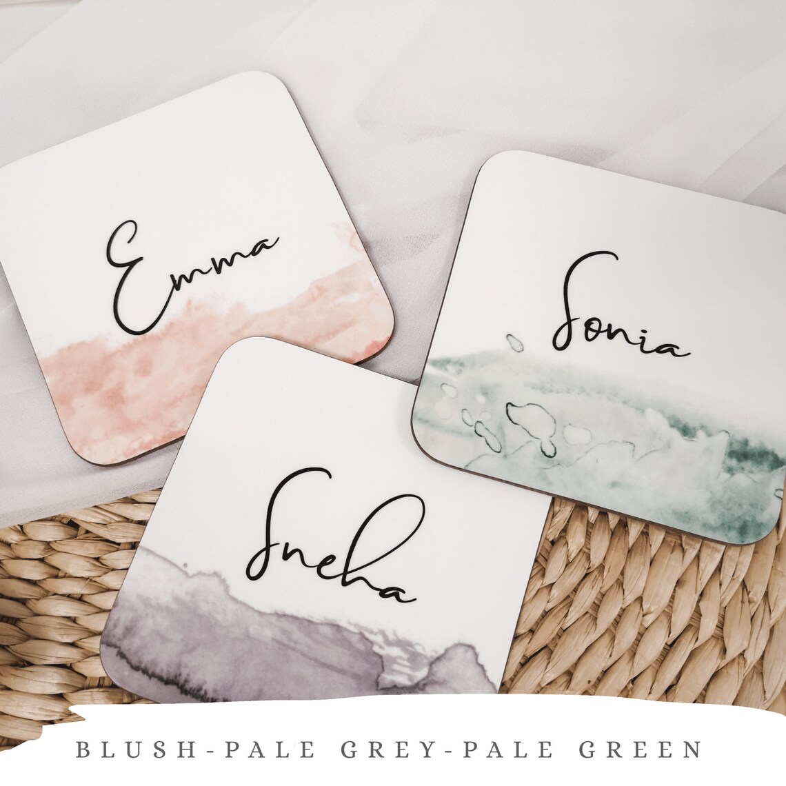 Custom Text Watercolour Personalised Coaster | Gift for Her | Gift for ...