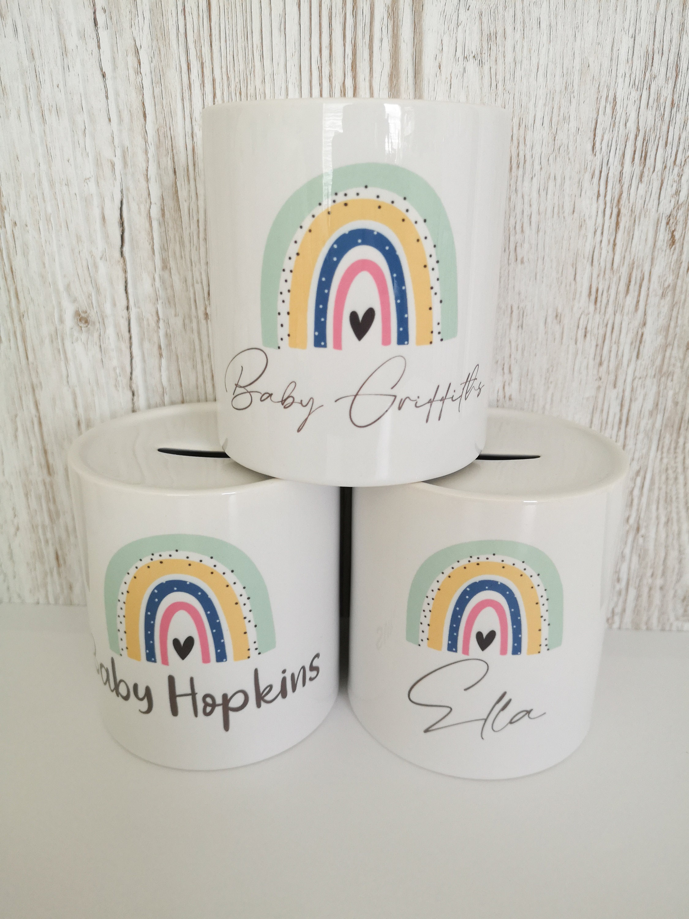 Personalised Rainbow Money Box | Custom Name Initial | Gift for Her ...