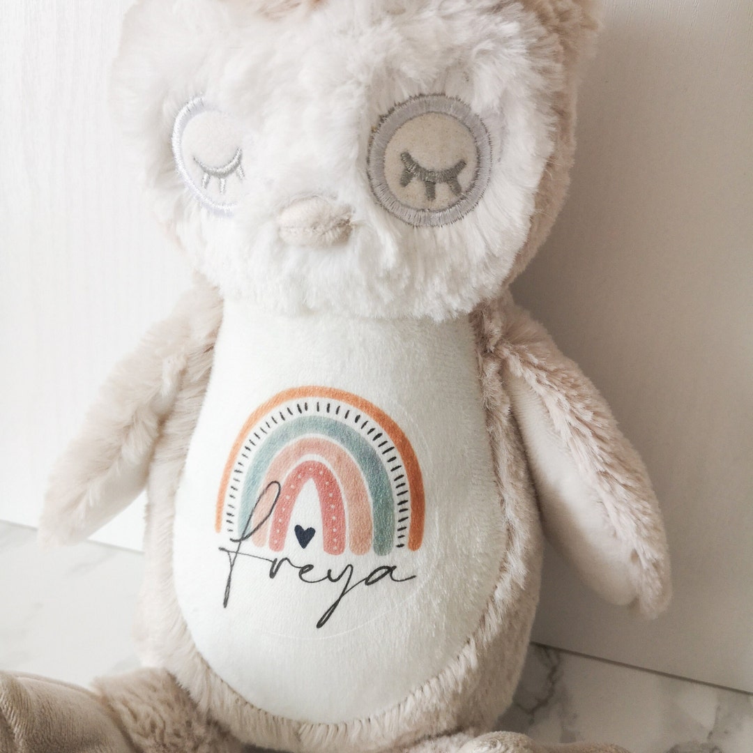 Personalised Boho Rainbow Owl Teddy, New Baby Gift, Customised Plush ...