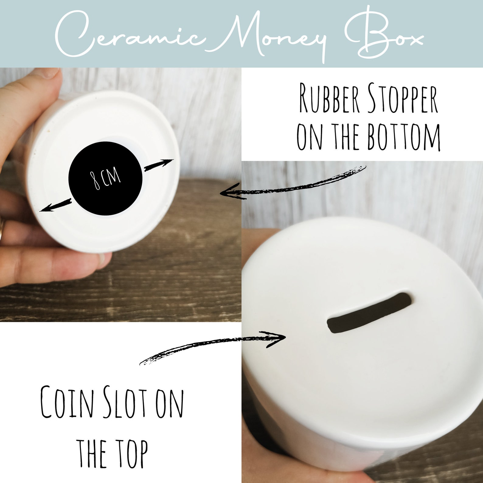 Personalised Ceramic Money Box Custom Name Initial Gift - Etsy UK