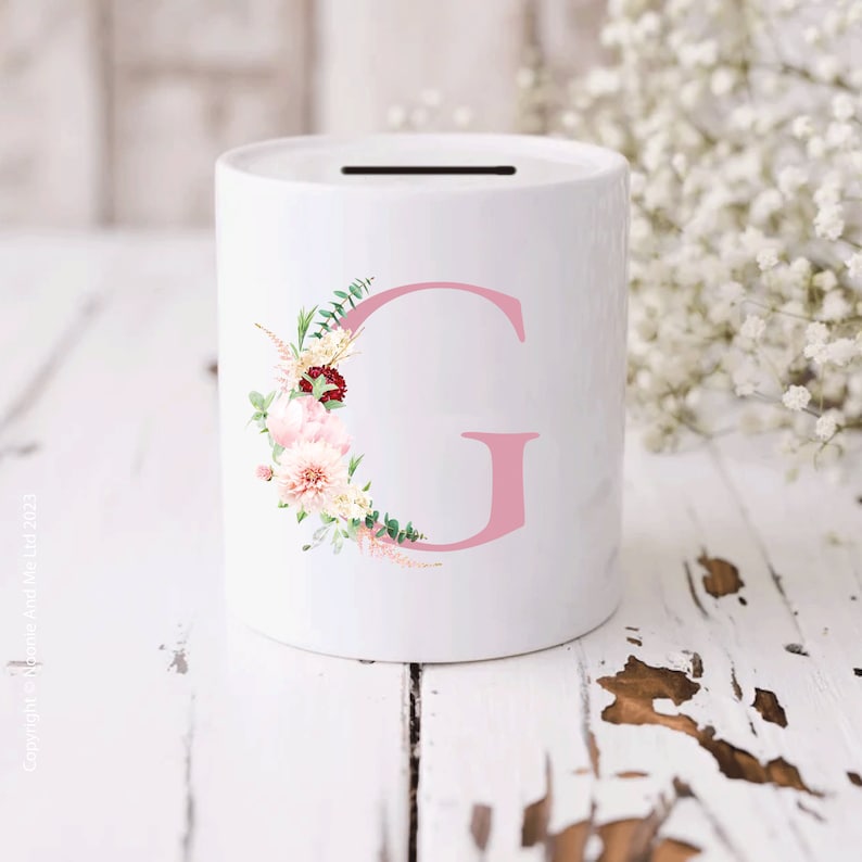 Personalised Ceramic Money Box Custom Name Initial Gift - Etsy UK