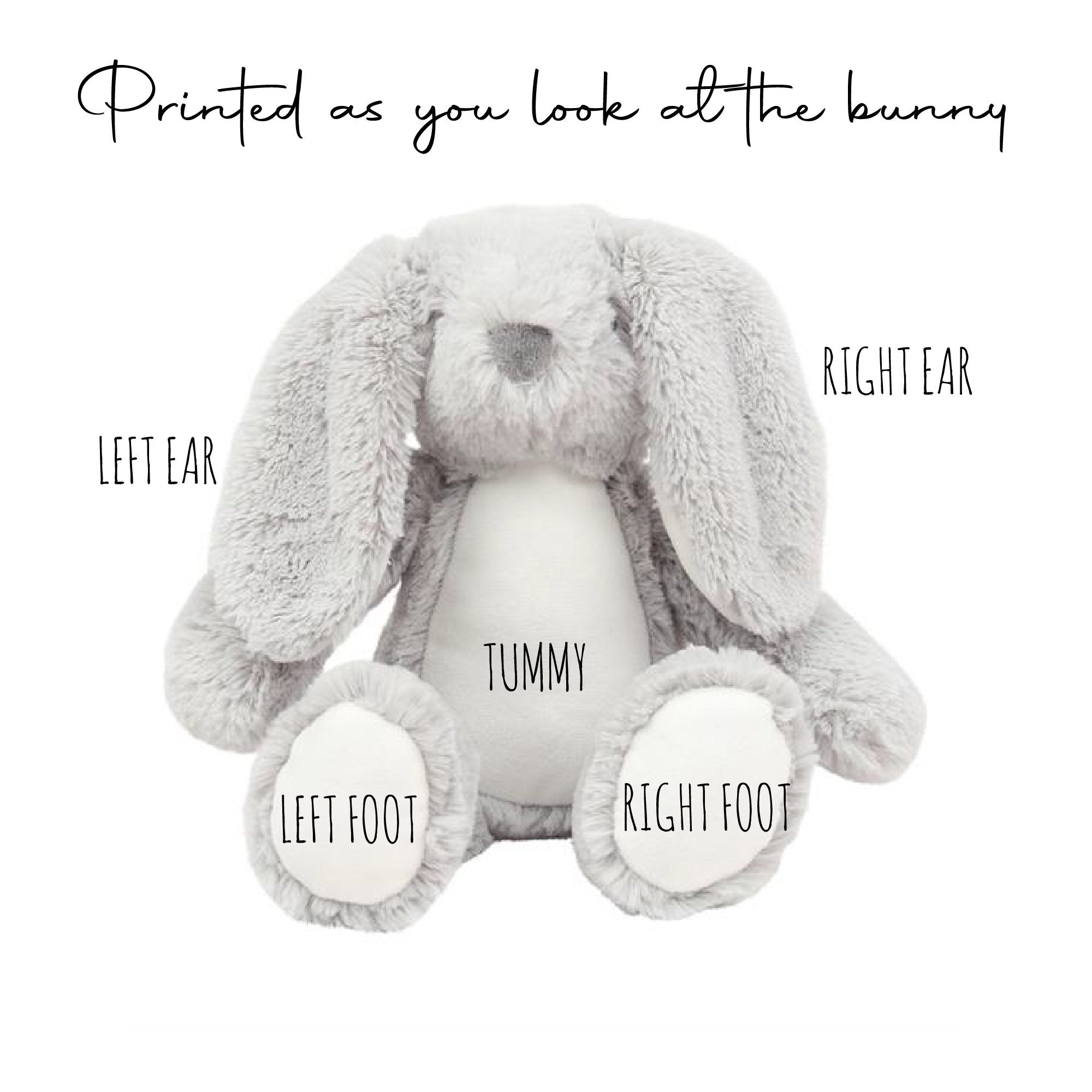 Personalised First Teddy Soft Grey Bunny New Born Teddy - Etsy