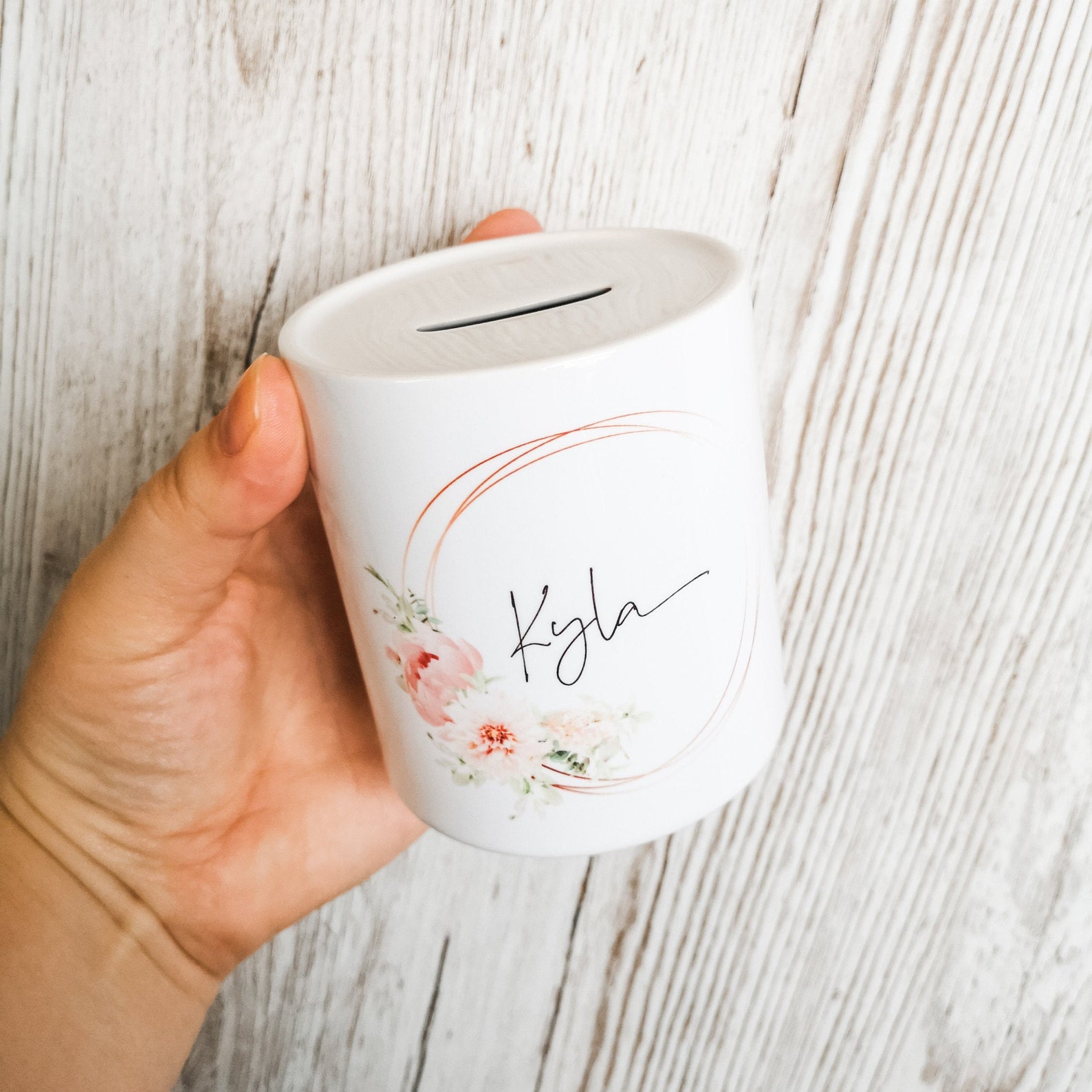 Personalised Ceramic Money Box Custom Name Initial Gift - Etsy UK