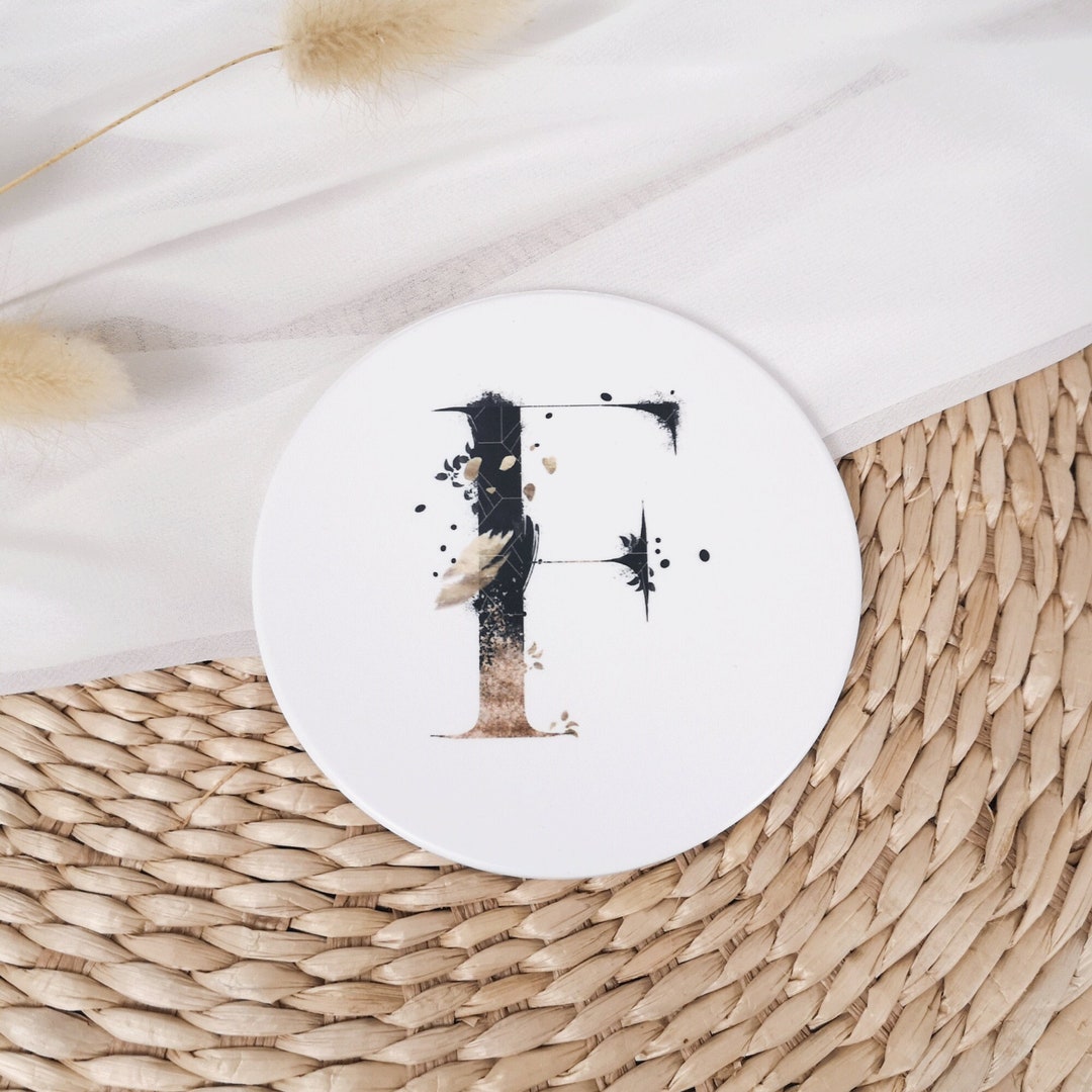 Personalised Ceramic Coaster Gold and Black Design | Custom Name ...