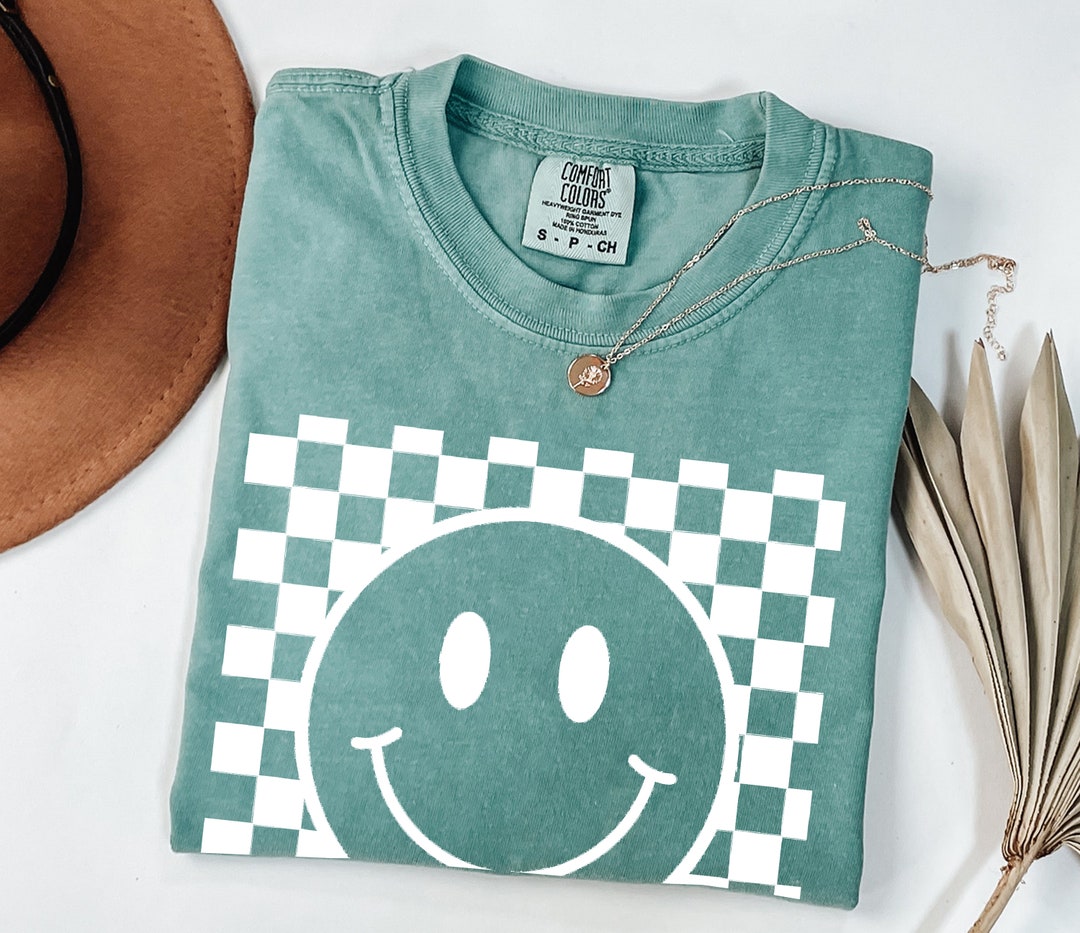 Checkered Smiley Face Shirt, Smiley Face Tee, Smiley Face T-shirt, Gift ...
