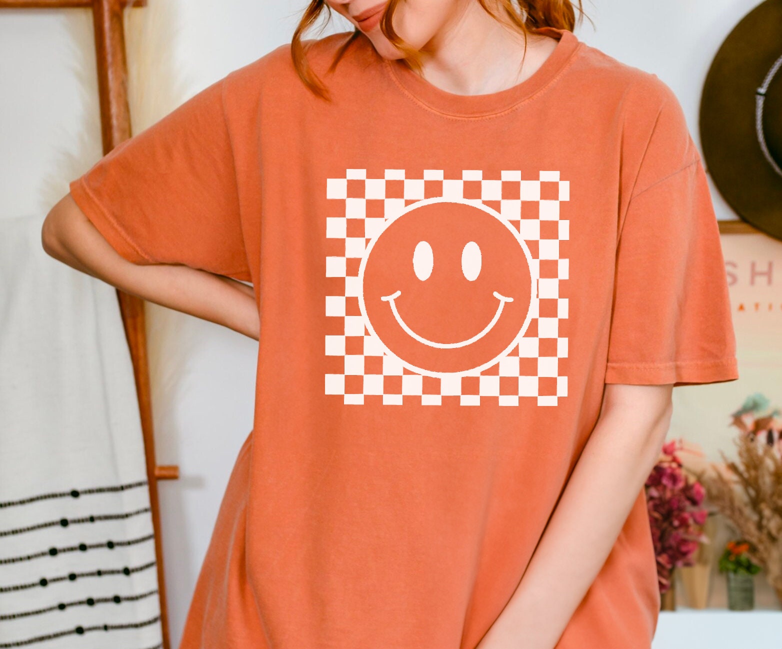Checkered Smiley Face Shirt, Smiley Face Tee, Smiley Face T-shirt, Gift ...