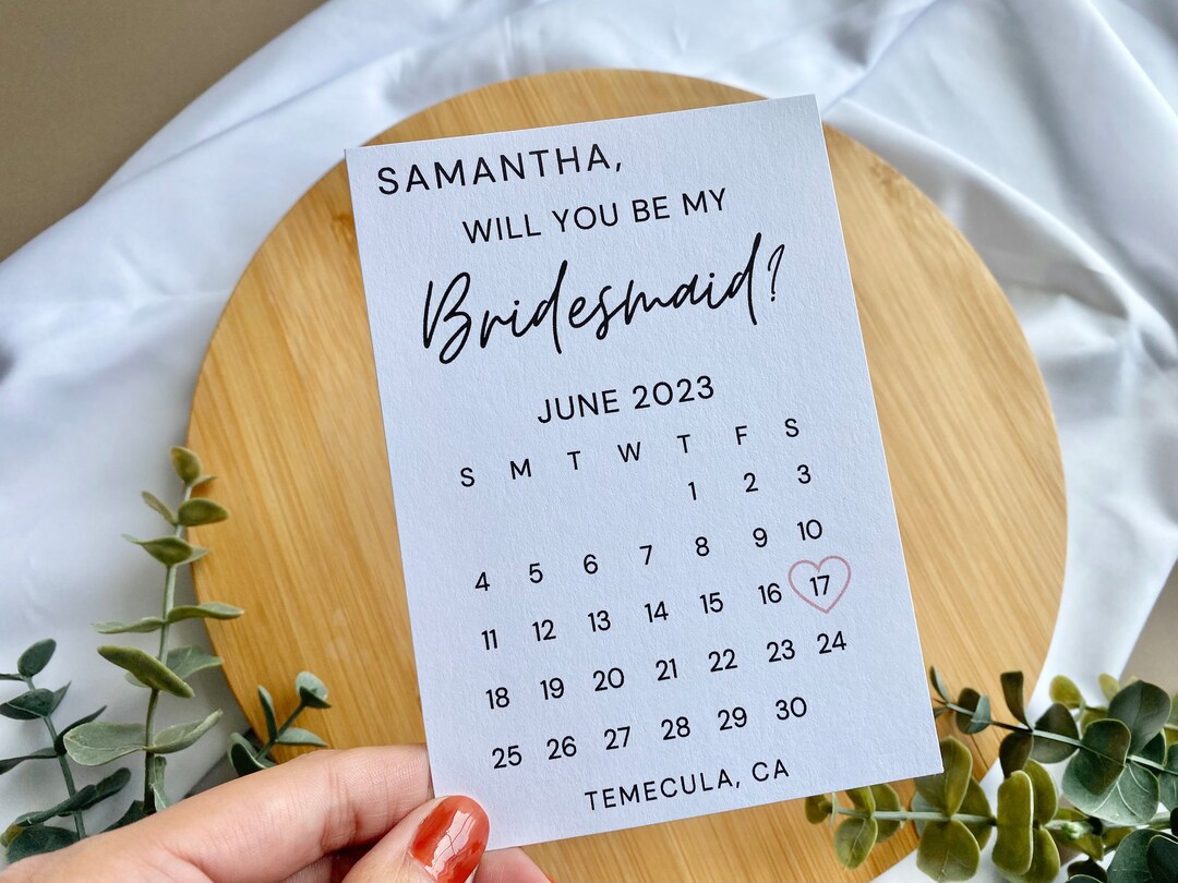 Bridesmaid Proposal Calendar Card: Chic Wedding Save the Date - Etsy