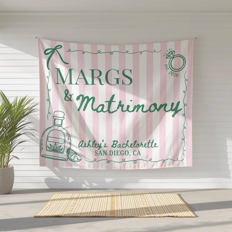 Margs and Matrimony Sign, Margarita Bachelorette Banner, Beach ...