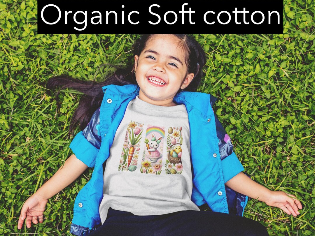 Organic Cotton Kids Tshirt Easter Bunny Pastel Spring Baby Tee Eco ...