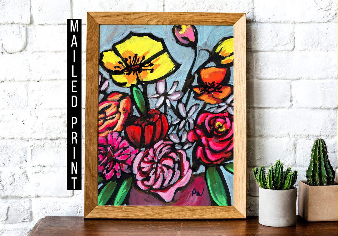 Bold Floral Wall Art Maximalist Print Colorful Pink Floral - Etsy