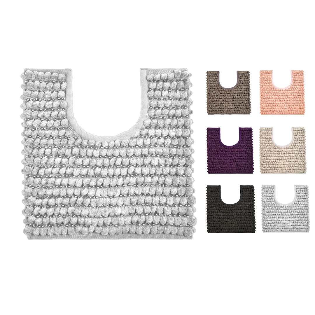 Allure Hand Woven Bobble Pedestal Mat Pom Pom Toilet Mat Super Soft Non ...