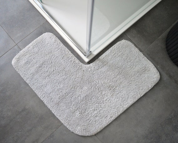 Corner Shower Mat 70 X 35cm 100% Cotton L-shaped Bath Mat - Etsy