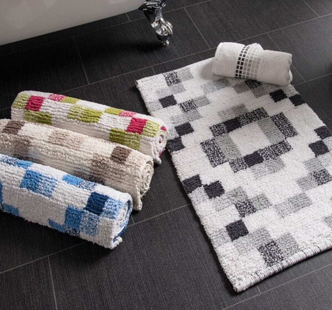 Allure Hand Woven Mosaic Bath Mat Made From 100% Cotton 50 X 80cm ...