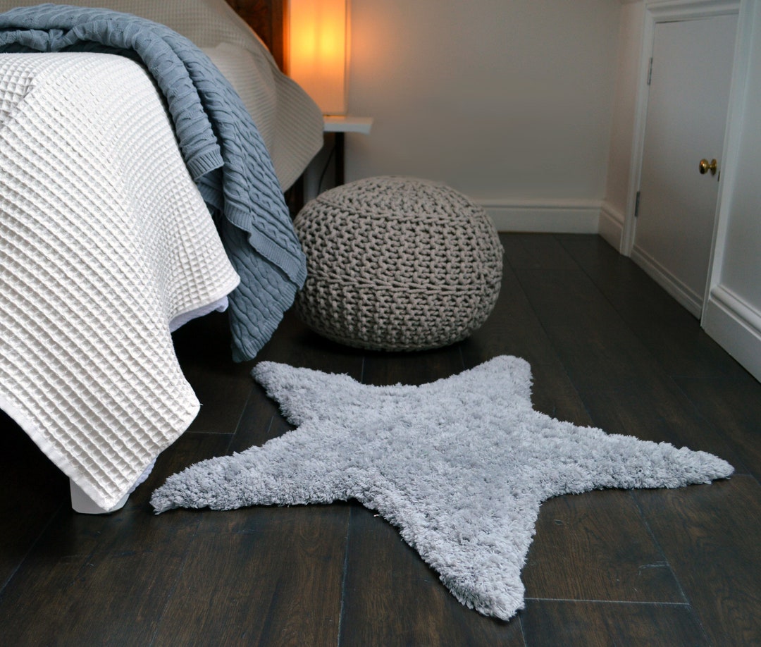 Luxury Shaggy Rug Star Shaped Fluffy Bath Mat, Fun Nursery Kids Bedroom ...