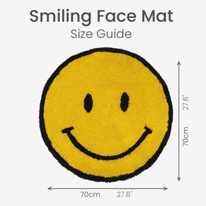 Round Happy Face Bath Mat Yellow and Black Reversible Fun Rug for ...