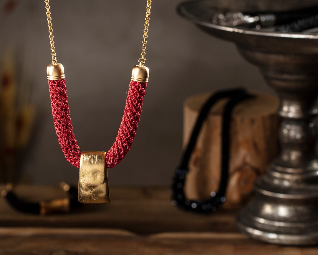 Red & Gold Necklace - Etsy