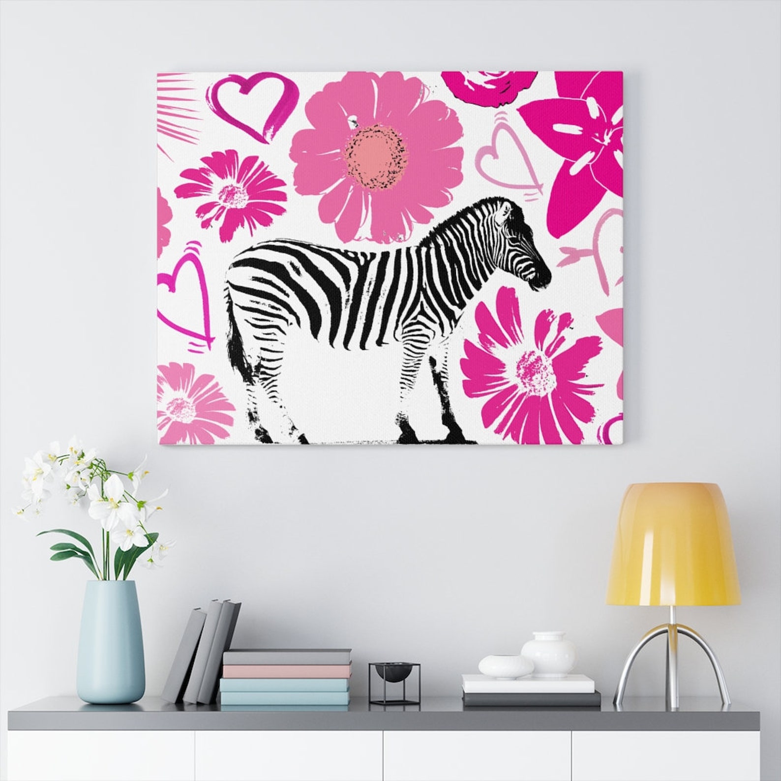 Pink Zebra Wall Art Teenage Girl Gift Pretty Dreamy | Etsy