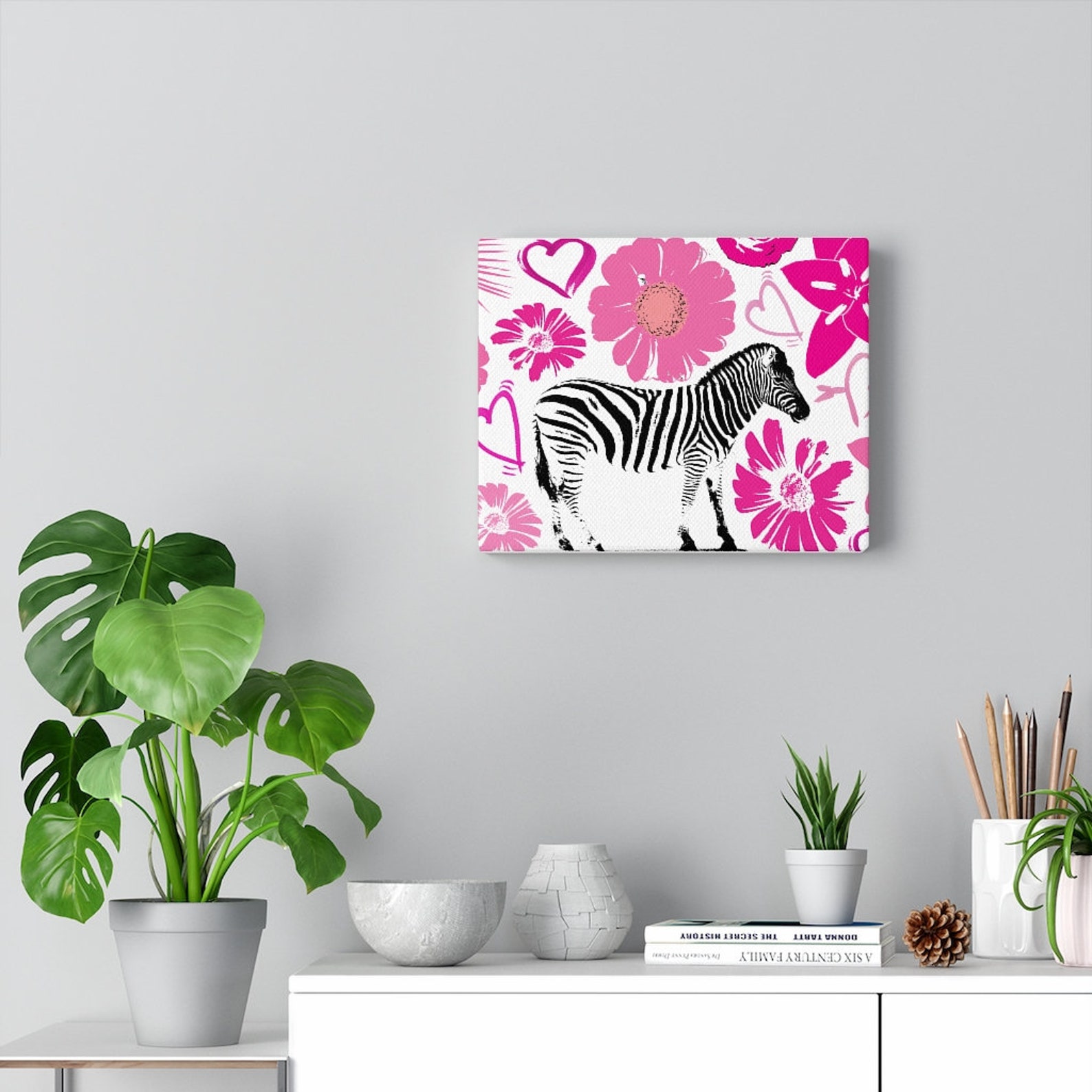 Pink Zebra Wall Art Teenage Girl Gift Pretty Dreamy | Etsy