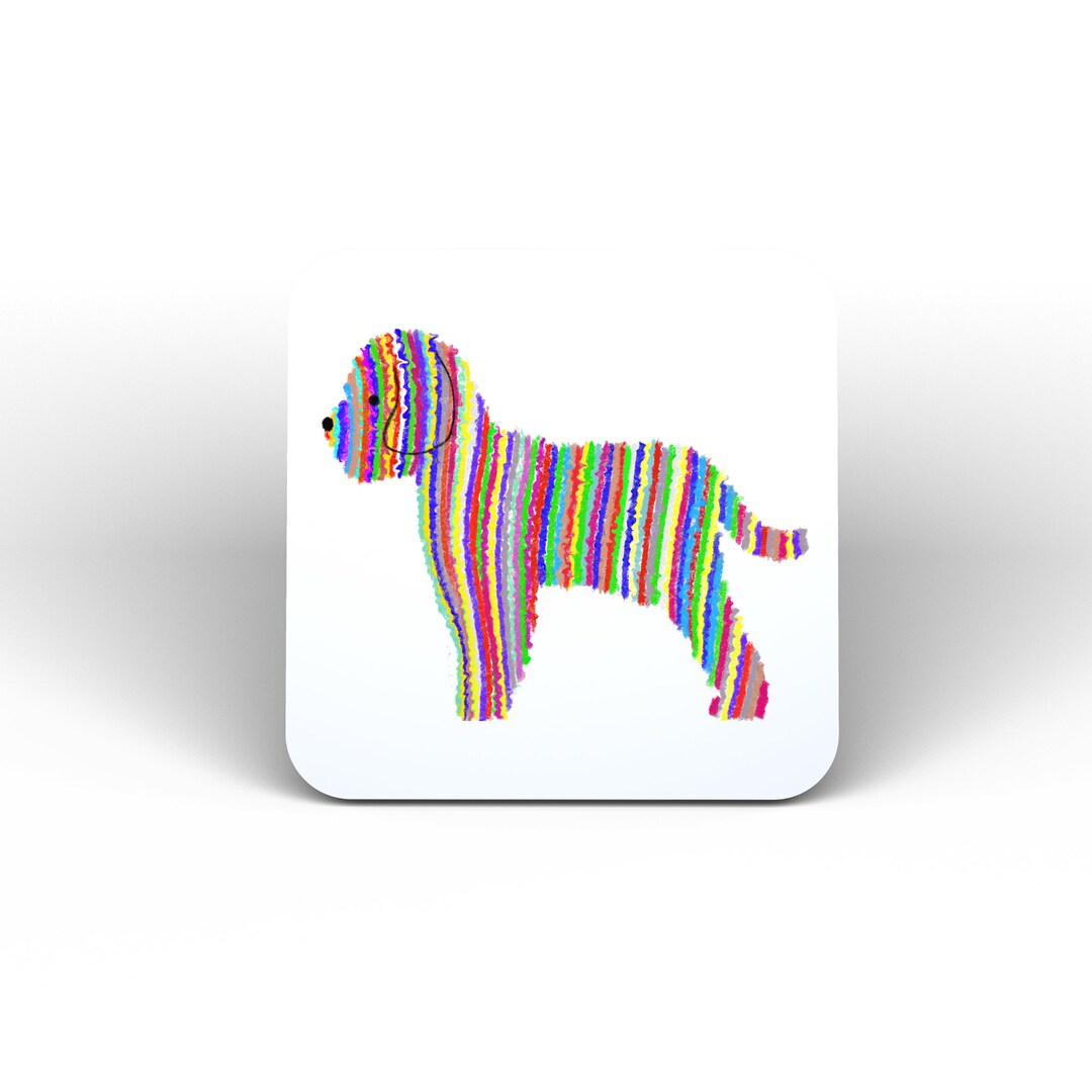 Unique Cockapoo Square Coaster White, Cockapoo Artwork, Rainbow ...