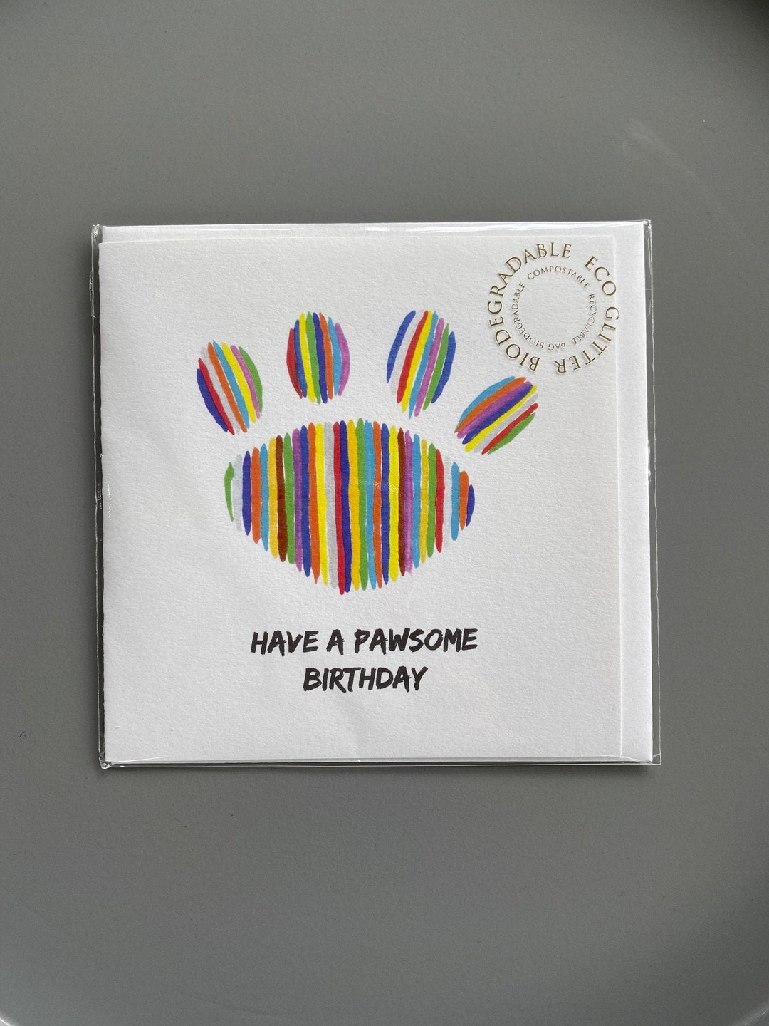 Pawsome Birthday Card: Rainbow Paw Print, Dog Lover Card - Etsy