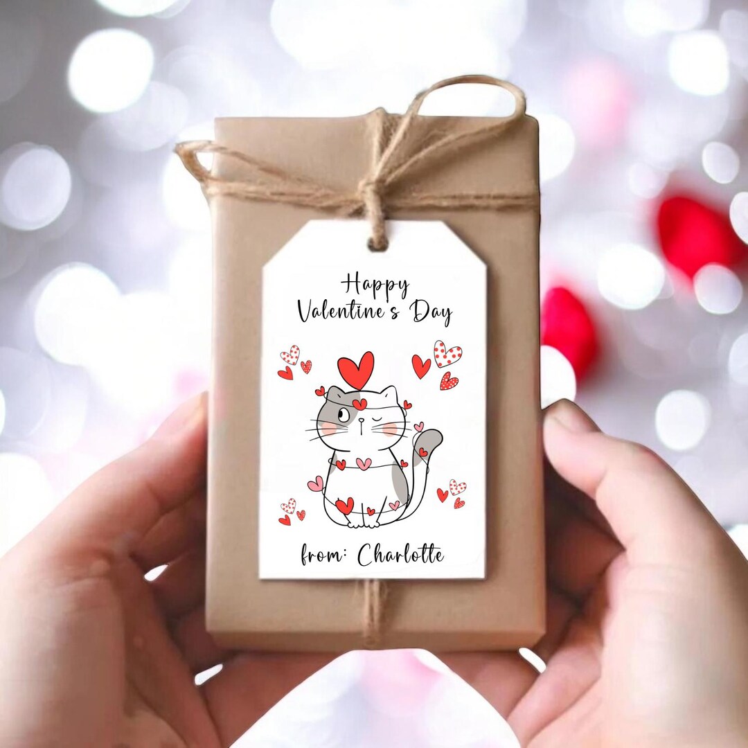 Tangled Cat Valentine Gift Tags [student Valentine Labels, Cat ...