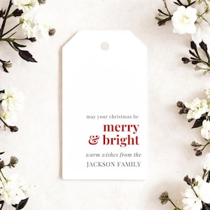 Merry & Bright Gift Tags [holiday Present Tags, Personalized Family ...