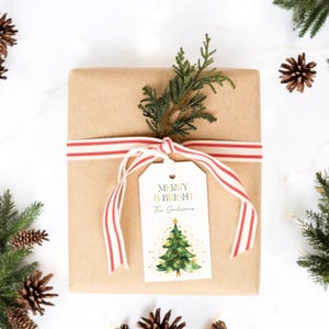 Merry & Bright Gift Tags [christmas Tree Gift Tags, Holiday Gift Favors ...