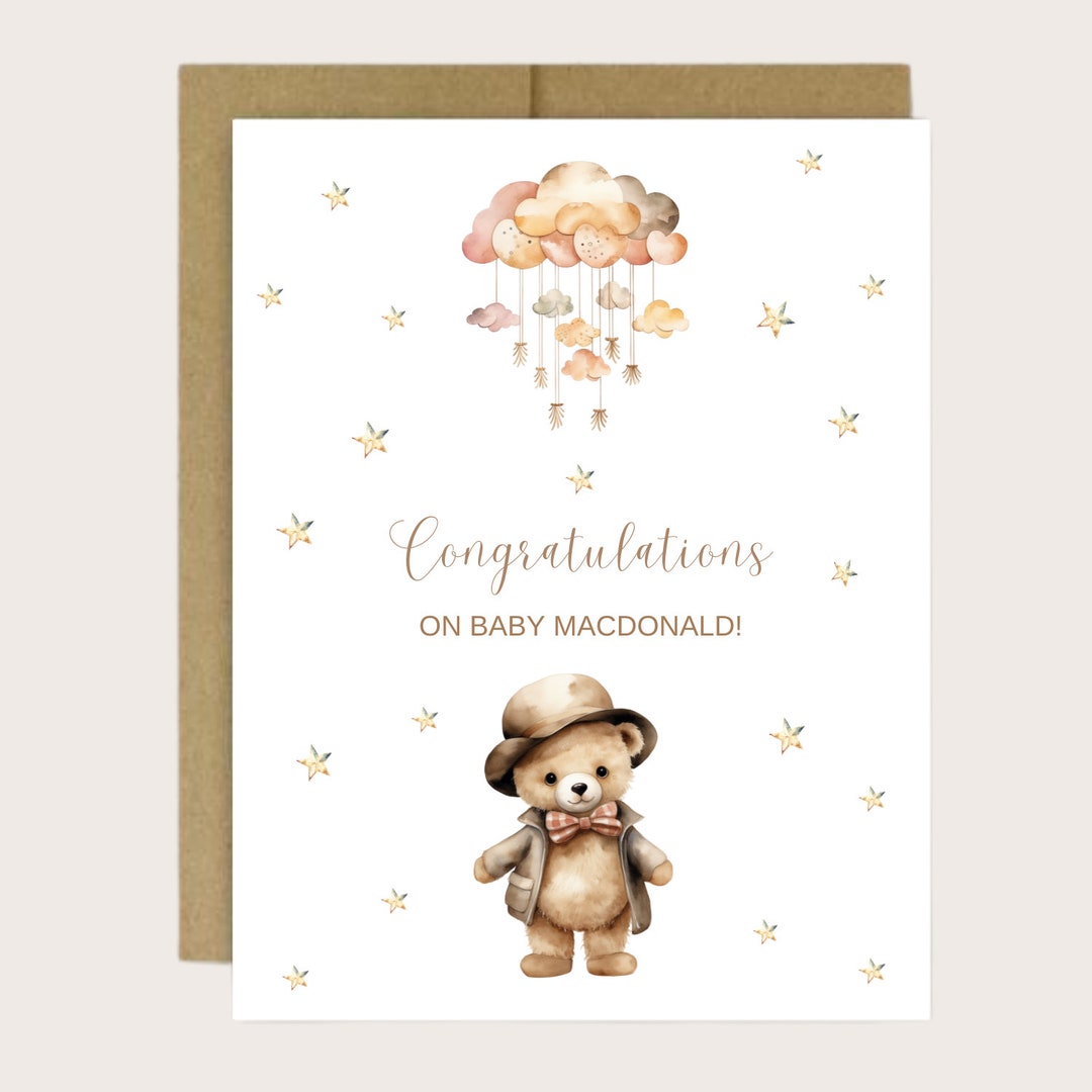 Congratulations Baby Card [personalized Baby Shower Card, Neutral Baby ...