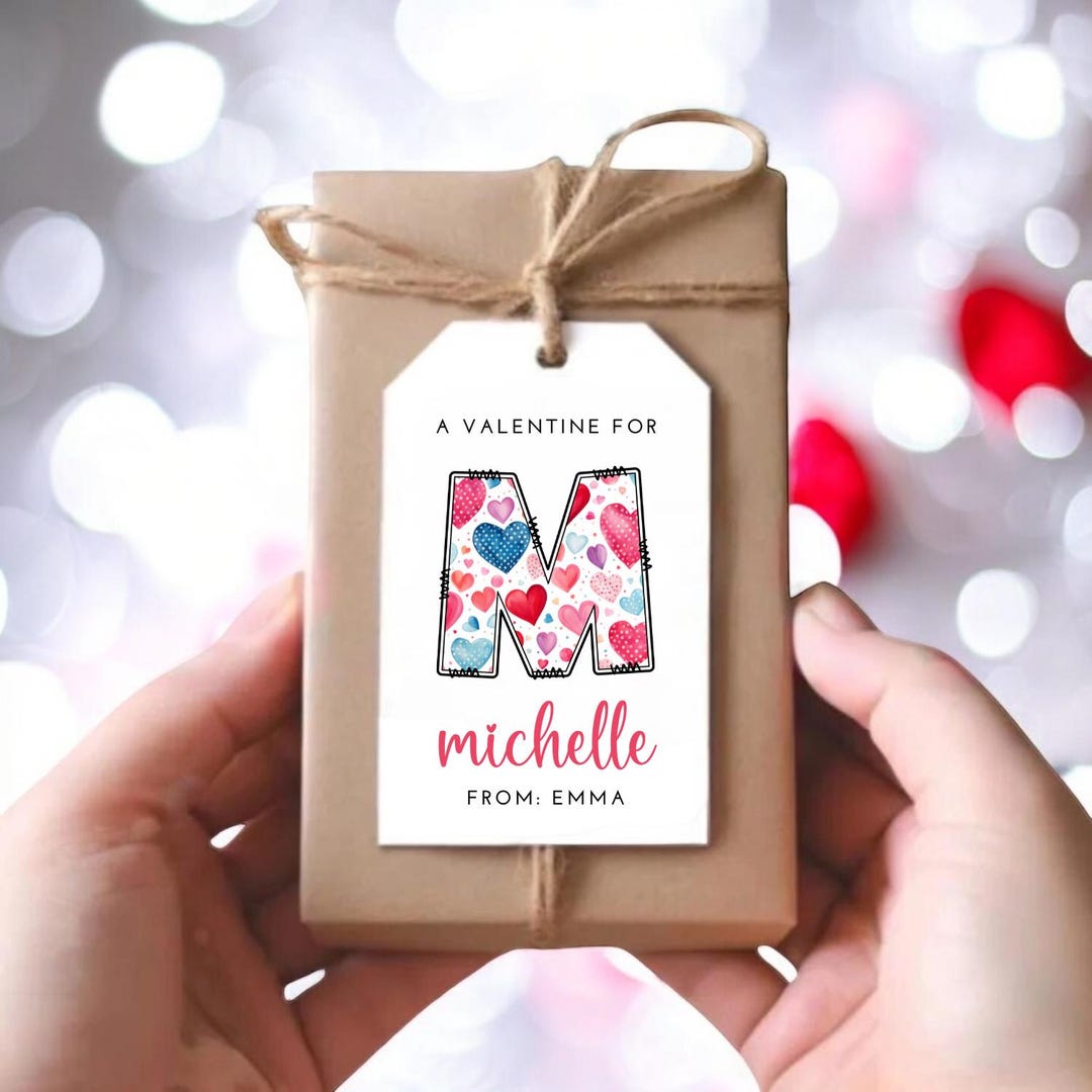 Personalized Valentine Gift Tags, Heart Initial Labels - Etsy