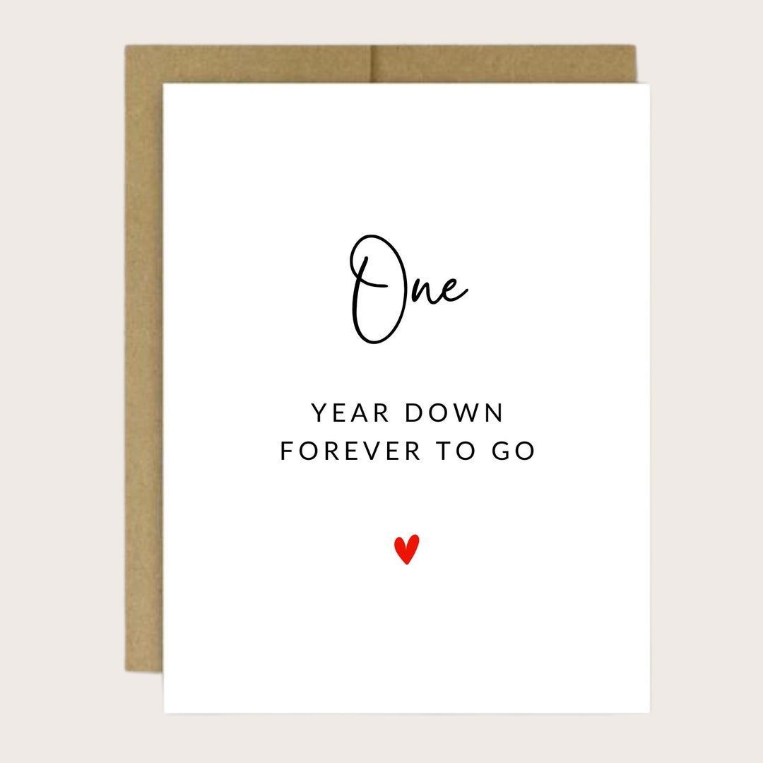 One Year Down Card [first Anniversary Card, Paper Anniversary, Son ...