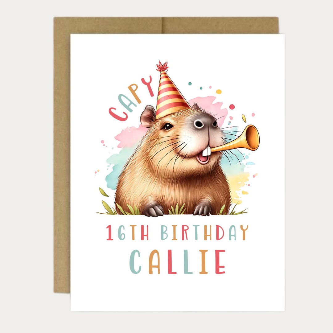Capybara Birthday Card [personalized Capybara Gift, Funny Greeting Card ...