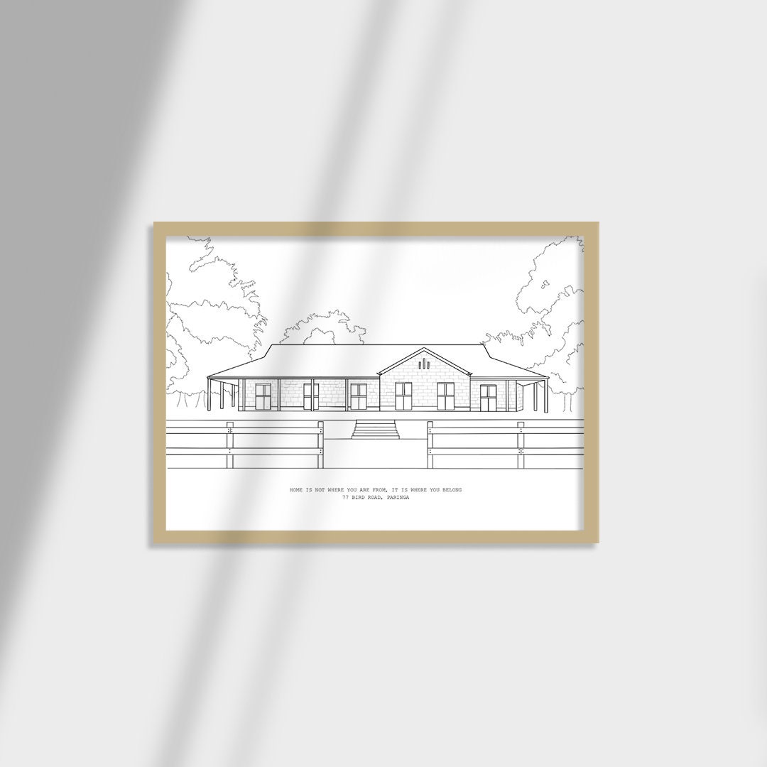 Custom House Digital Illustration Custom House Line Drawing Custom Home ...