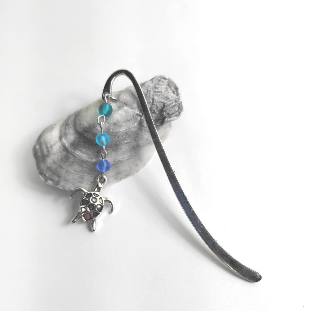 Mini Sea Turtle Bookmark With Aqua Blue Frosted Beads – Ocean-inspired ...
